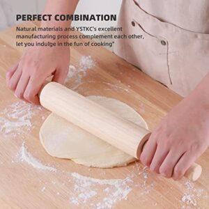 YSTKC 15.7 inch Classic Rubber Wood Rolling Pin, Non-Stick Rolling Pin, Dough Roller Wooden Handle, Pastry Roller, Baking Kitchen Supplies for Bread, Pizza Dough, Pie, Cookies, Fondant, Pasta, Chapat