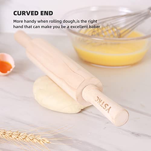 YSTKC 15.7 inch Classic Rubber Wood Rolling Pin, Non-Stick Rolling Pin, Dough Roller Wooden Handle, Pastry Roller, Baking Kitchen Supplies for Bread, Pizza Dough, Pie, Cookies, Fondant, Pasta, Chapat