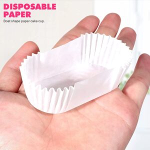 SENTOP 1000pcs Oval Paper Baking Cups, Safe Grease Proof Paper Tray High Temperature Cake Cup, Boat Shaped Cupcake Muffin Baking Cups for Muffins, Cupcakes or Mini Snacks