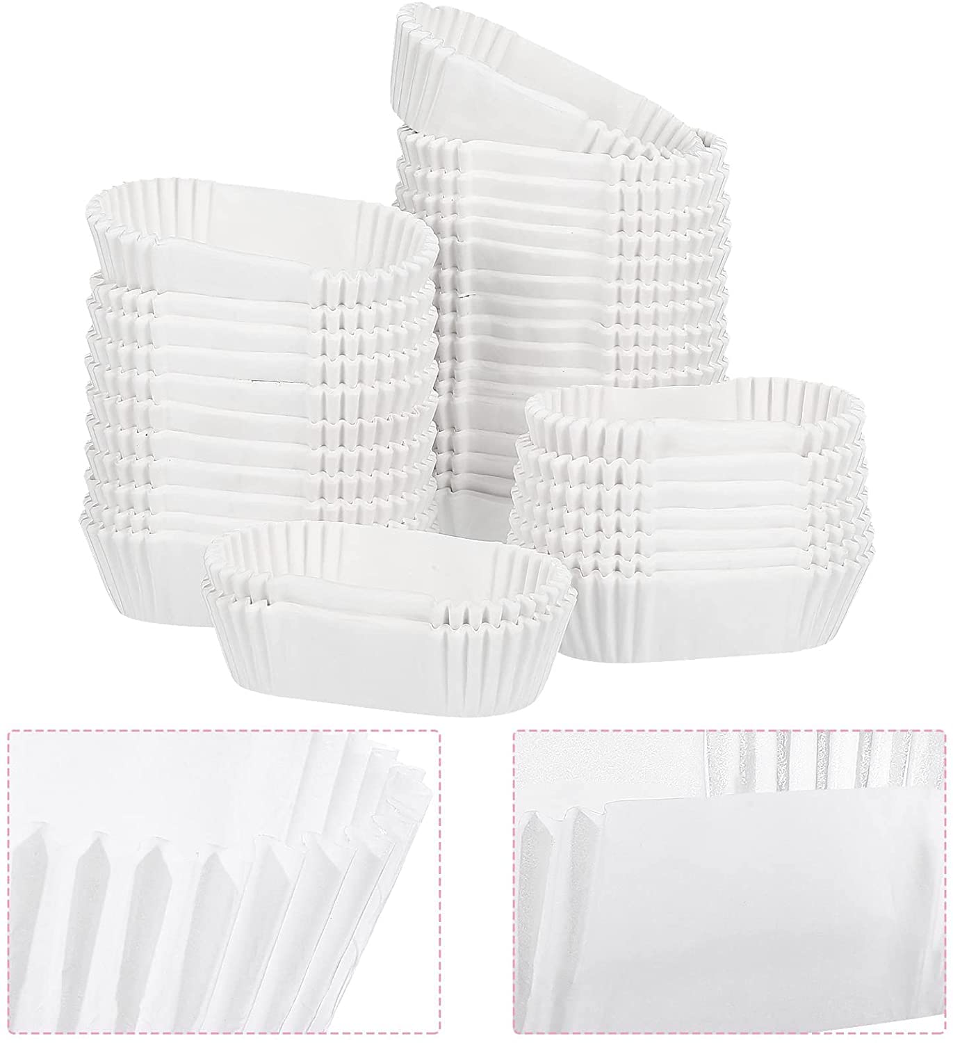 SENTOP 1000pcs Oval Paper Baking Cups, Safe Grease Proof Paper Tray High Temperature Cake Cup, Boat Shaped Cupcake Muffin Baking Cups for Muffins, Cupcakes or Mini Snacks