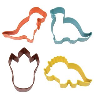 R&M International Baby Dinosaur Cookie Cutters, Brontosaurus, Triceratops, T-Rex, and Footprint, 4-Piece Set