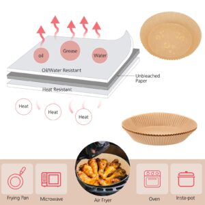 100 Pcs Air Fryer Disposable Paper Liners Air Fryer Parchment Paper Liners Air Fryer Liners Basket Non Stick Unperforated Round Parchment Paper for Baking Roasting Microwave (Natural Color,6.3 Inches)