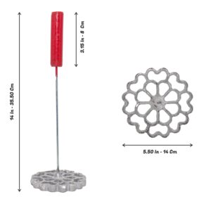 Bunuelera Mexicana de Molde, Rustic Wood handle Cast Aluminum, Buñuelos de Viento Maker Tradicional Roseta Flor Design mold para hacer Bunuelos (5.5 inch / 14 cm)