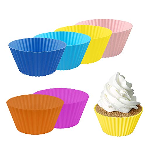 Tvoip Mini Muffin Pan - Reusable Silicone Cupcake Molds 2in 24 Pack - Small Baking Cups Truffle Cake Pan Set Nonstick in (Random 6 Colors)