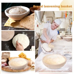 5 Pieces 8.5 Inch Banneton Bread Proofing Basket Round Sourdough Proofing Basket Banneton Basket Dough Proofing Bowl with Liners and Scatters for Home Making Bread Bakers Baking