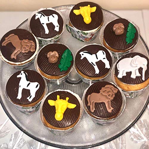 9Pcs/Set Jungle Safari Animal Cake Fondant Mold with Tropical Leaf Cookie Cutter, Hawaiian Palm Leaves Sugar Craft Cutters for Jungle Animals Brithday Party Baby Shower Cake Cupcake Decorations Tools