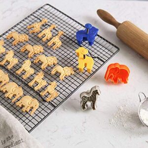 9Pcs/Set Jungle Safari Animal Cake Fondant Mold with Tropical Leaf Cookie Cutter, Hawaiian Palm Leaves Sugar Craft Cutters for Jungle Animals Brithday Party Baby Shower Cake Cupcake Decorations Tools