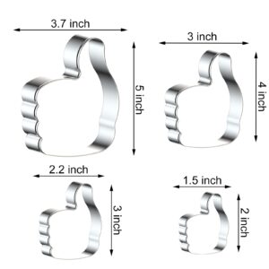 Thumbs Up Cookie Cutter Set for Baking, 5/4/3/2 Inch, 4 Piece, Stainless Steel