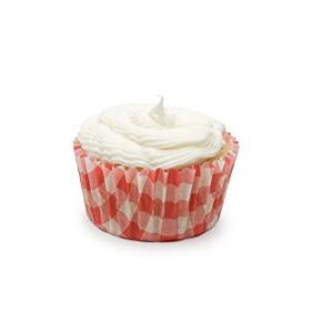 Fox Run Gingham Disposable Bake Cups, 3.25 x 3.25 x 1.25 inches, Red