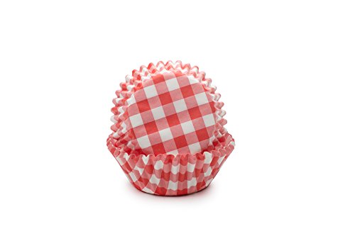 Fox Run Gingham Disposable Bake Cups, 3.25 x 3.25 x 1.25 inches, Red