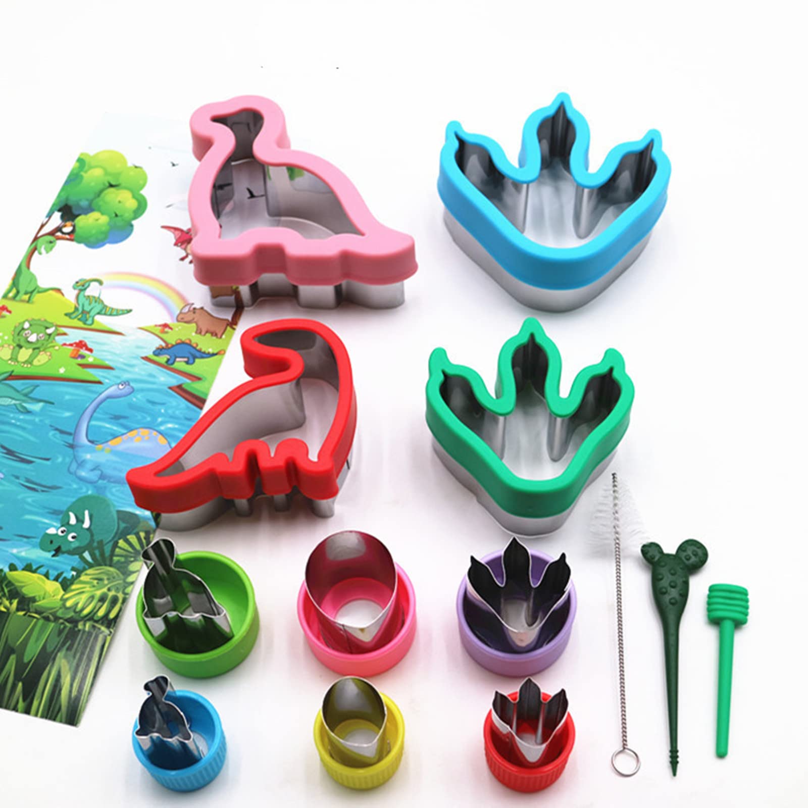 Dinosaur Dragon Cookie Cutters，Sandwich Cutter，Sandwich Cutter for Kids，Metal Biscuit Cutter Set，Fruit and vegetable cutting die（13Pcs/Cookie Cutter)