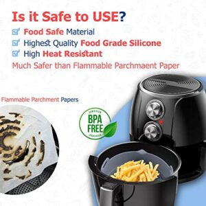 HealthyFry Silicone Air Fryer Liner 8 inch - Reusable Air Fryer Silicone Basket,Heat Resistant Easy Cleaning Air fryers Silicone Pot Round for 3 to 5 Qt. Air Fryer Oven Accessories