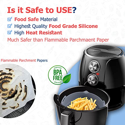 HealthyFry Silicone Air Fryer Liner 8 inch - Reusable Air Fryer Silicone Basket,Heat Resistant Easy Cleaning Air fryers Silicone Pot Round for 3 to 5 Qt. Air Fryer Oven Accessories