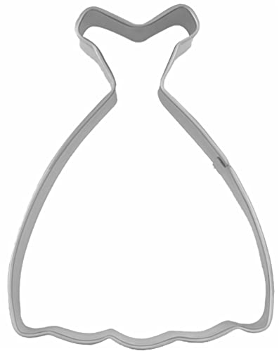 Large Size Dress Shaped Cookie Cutter, Stainless Steel Off-the-shoulder Wedding Dress Princess Dress Cookie Cutter, 4.3 Inches