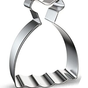 Large Size Dress Shaped Cookie Cutter, Stainless Steel Off-the-shoulder Wedding Dress Princess Dress Cookie Cutter, 4.3 Inches