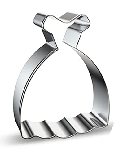 Large Size Dress Shaped Cookie Cutter, Stainless Steel Off-the-shoulder Wedding Dress Princess Dress Cookie Cutter, 4.3 Inches