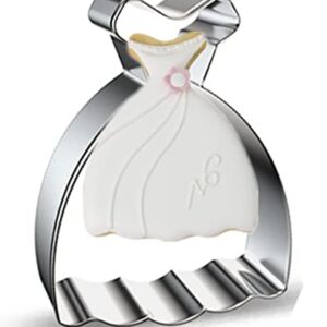 Large Size Dress Shaped Cookie Cutter, Stainless Steel Off-the-shoulder Wedding Dress Princess Dress Cookie Cutter, 4.3 Inches