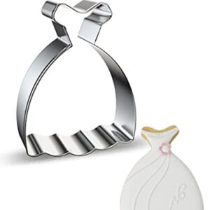 Large Size Dress Shaped Cookie Cutter, Stainless Steel Off-the-shoulder Wedding Dress Princess Dress Cookie Cutter, 4.3 Inches