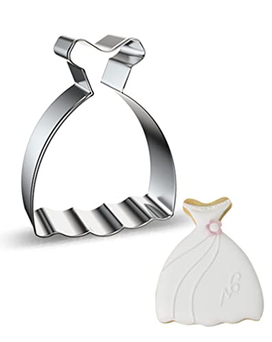 Large Size Dress Shaped Cookie Cutter, Stainless Steel Off-the-shoulder Wedding Dress Princess Dress Cookie Cutter, 4.3 Inches