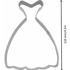 Large Size Dress Shaped Cookie Cutter, Stainless Steel Off-the-shoulder Wedding Dress Princess Dress Cookie Cutter, 4.3 Inches