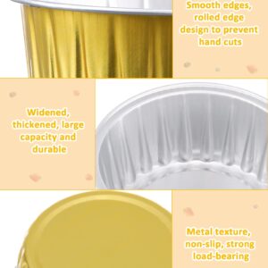 150 Pcs Patelai Aluminum Foil Cups 4.2 oz Mini Baking Cups Gold Cupcake Liners Disposable Ramekins Foil Muffin Pans for Pie Souffle Pudding Holder Wedding Birthday Party (Round)