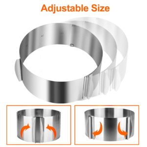 3PCS Adjustable Cake Slicer and Cake Mold 6"-8" & 9.5"-12" 7-Layer Cake Cutter Leveler Stainless Steel Cake Slicing Ring 6.3"-12" Round Mousse Mould DIY Baking Tools for Cake Decor