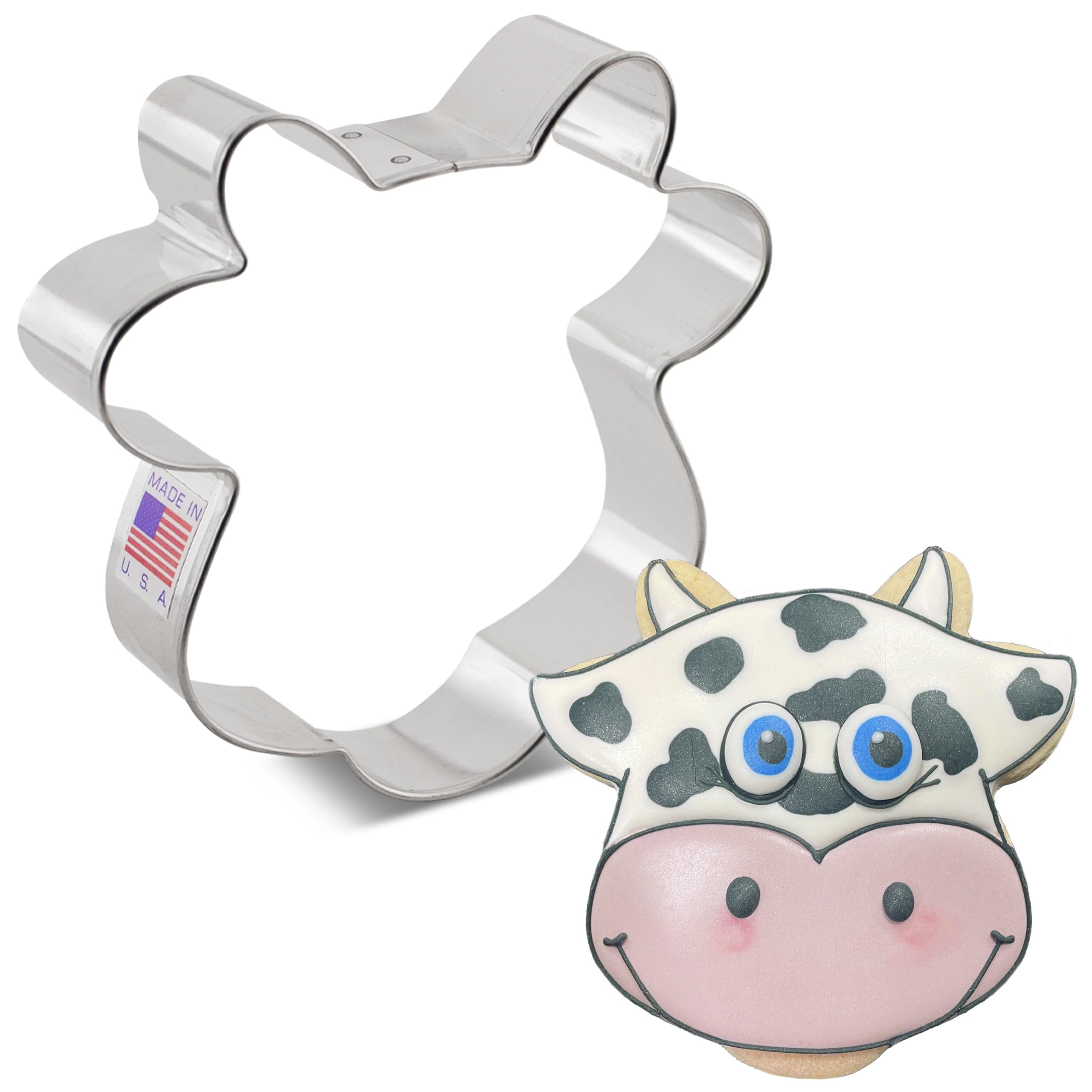 Cow Face Cookie Cutter, 4" Made in USA by Ann Clark