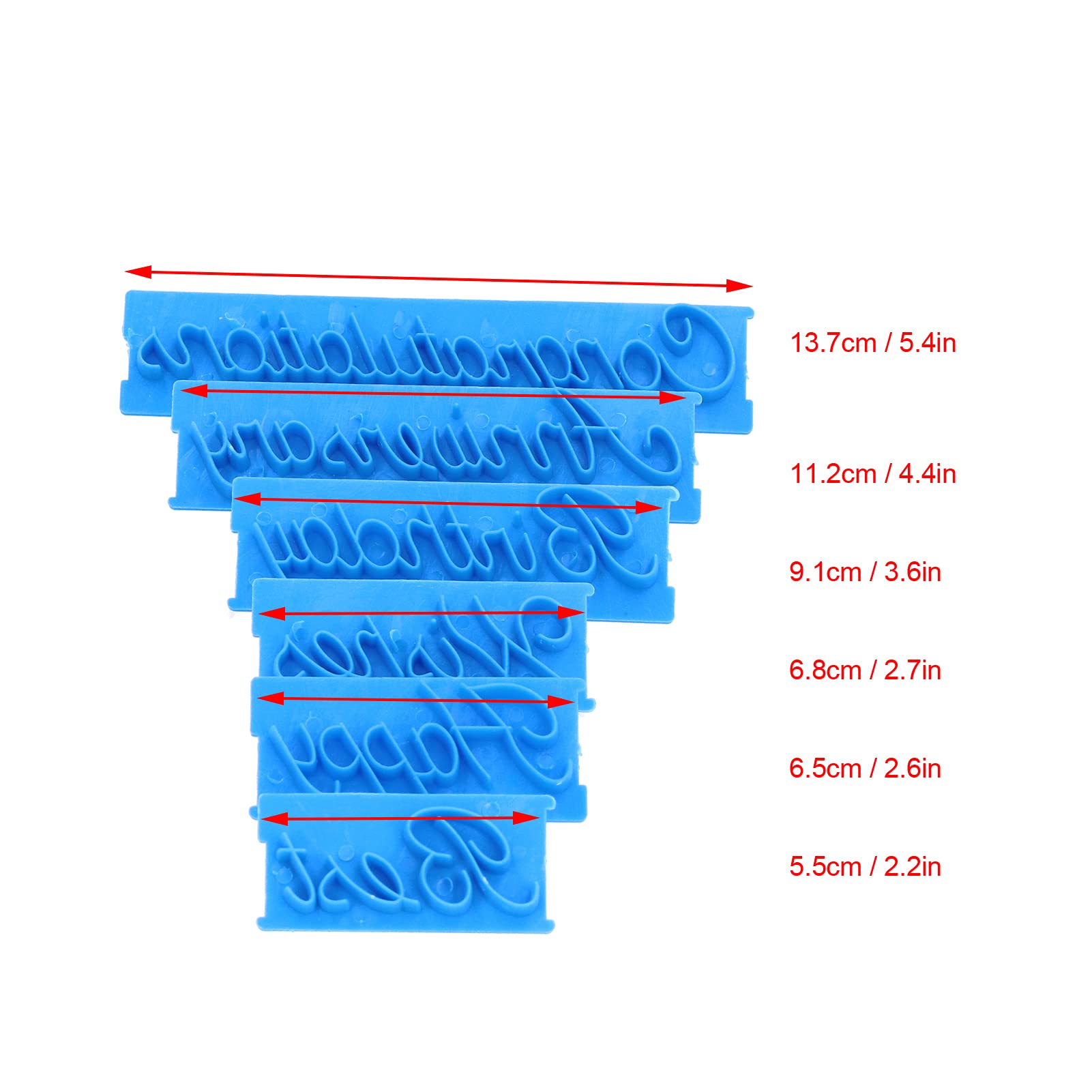 Fdit 6Pcs Words Cake Mould DIY Handwritten Letter Printed Stamp Mould Bakery Supplies Blue Baking Cake Stamp Tools