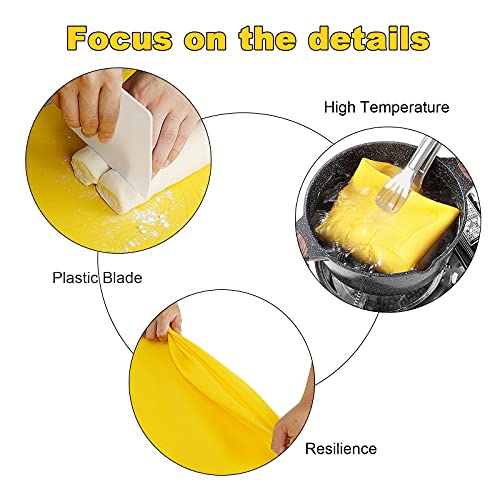 Silicone Baking Mat Silpat Pie Rolling Mat With Plastic Dough Scraper Non Stick Pastry Mat For Rolling Dough With Measurement Large Silicone Baking Mat Macaron Bread Cookies Pizza Mat(YELLOW)