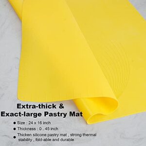 Silicone Baking Mat Silpat Pie Rolling Mat With Plastic Dough Scraper Non Stick Pastry Mat For Rolling Dough With Measurement Large Silicone Baking Mat Macaron Bread Cookies Pizza Mat(YELLOW)