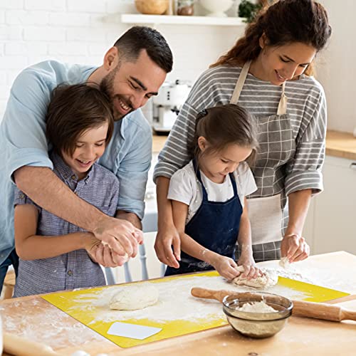 Silicone Baking Mat Silpat Pie Rolling Mat With Plastic Dough Scraper Non Stick Pastry Mat For Rolling Dough With Measurement Large Silicone Baking Mat Macaron Bread Cookies Pizza Mat(YELLOW)