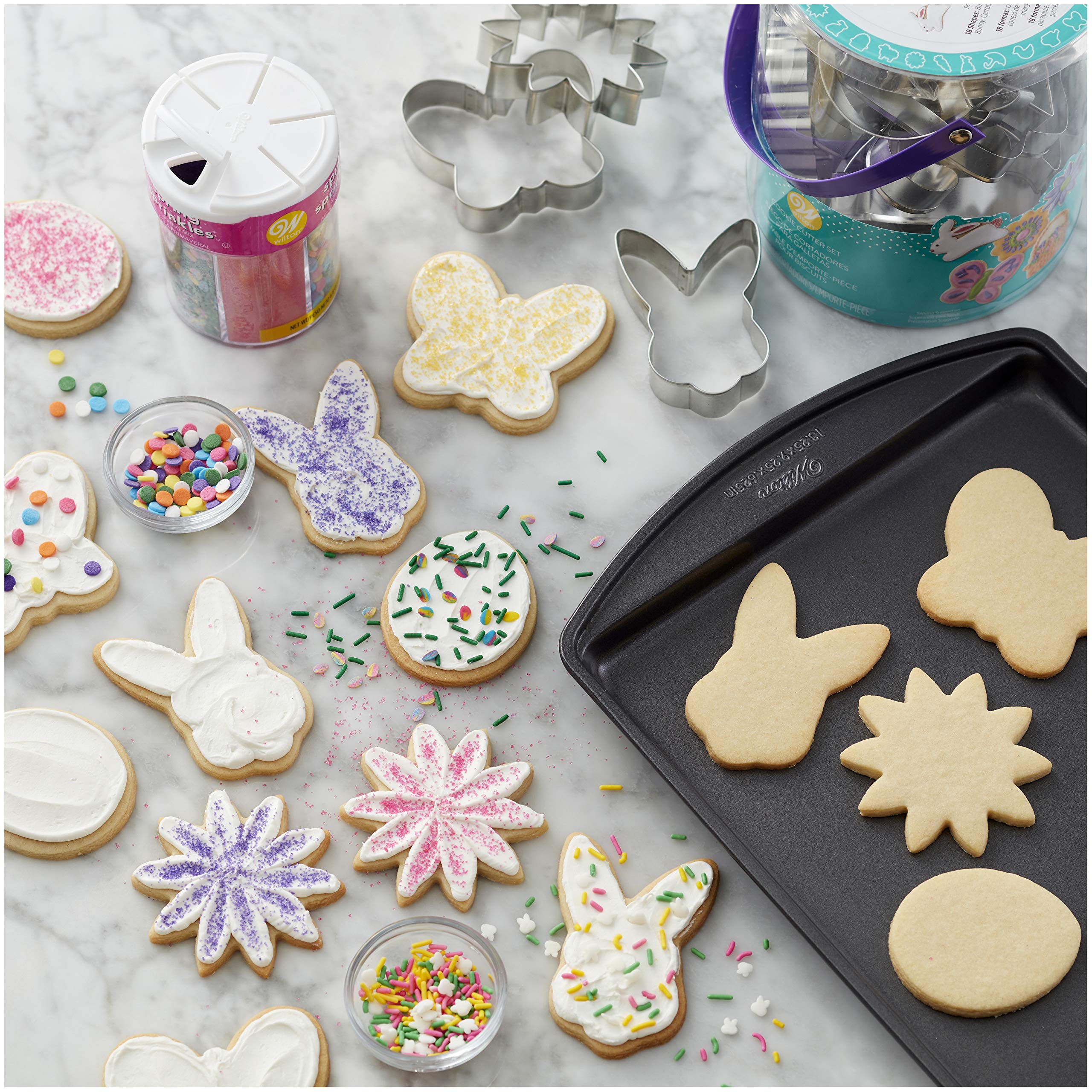 Wilton Metal Easter Cookie Cutter Set with Storage Tub, 18-Piece