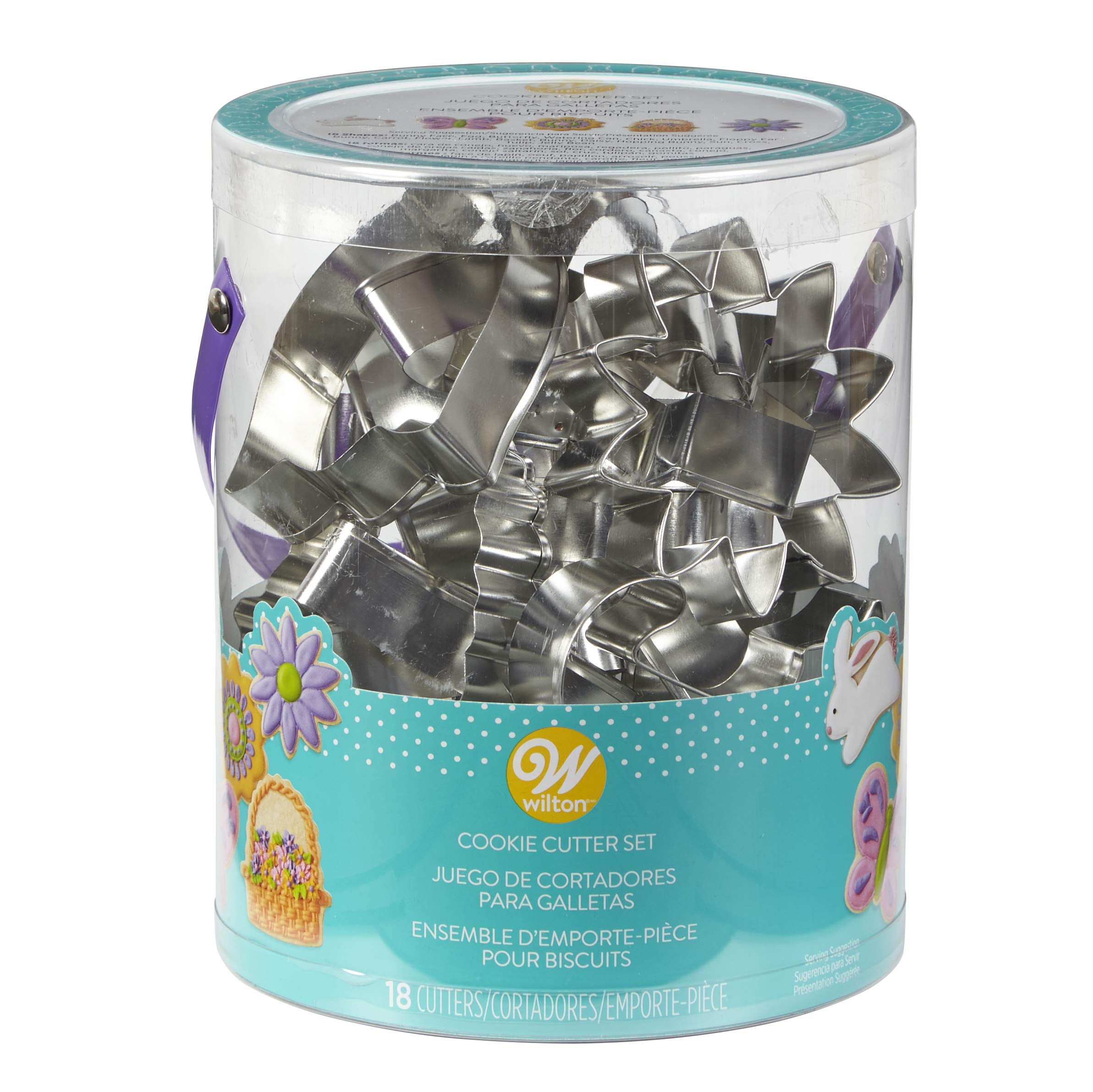 Wilton Metal Easter Cookie Cutter Set with Storage Tub, 18-Piece