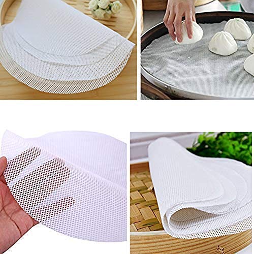 Stohua 5 pcs Non Stick Silicone Steamer Liners Mesh Mat Round Pad for Bamboo Steamer, Reusable,Flexible-11" Diameter