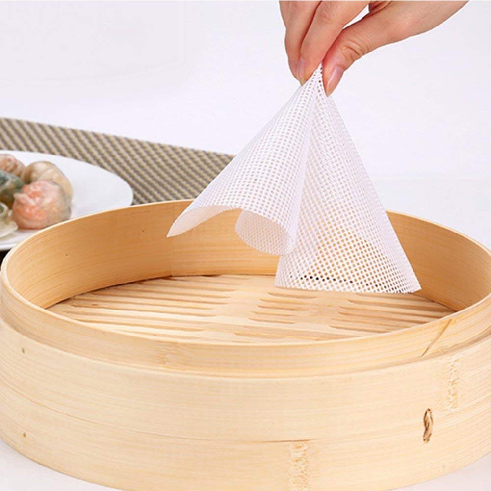 Stohua 5 pcs Non Stick Silicone Steamer Liners Mesh Mat Round Pad for Bamboo Steamer, Reusable,Flexible-11" Diameter