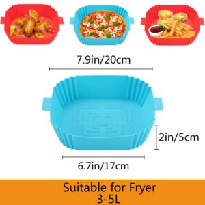 Air Fryer Silicone Liners-Silicone Air Fryer Liners,Airfryer Liners Square Silicone Air Fryer Liners Basket Accessories Air Fryer Liner Silicone Pot Basket Reusable Baking Tray for Air Fryer 2pcs