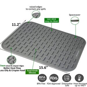 Silicone Roasting Mat -Food Safe, Non-Stick Silicone Roasting Rack with Raised Ridges & Raised Rim