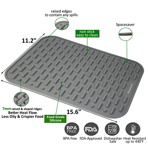 Silicone Roasting Mat -Food Safe, Non-Stick Silicone Roasting Rack with Raised Ridges & Raised Rim