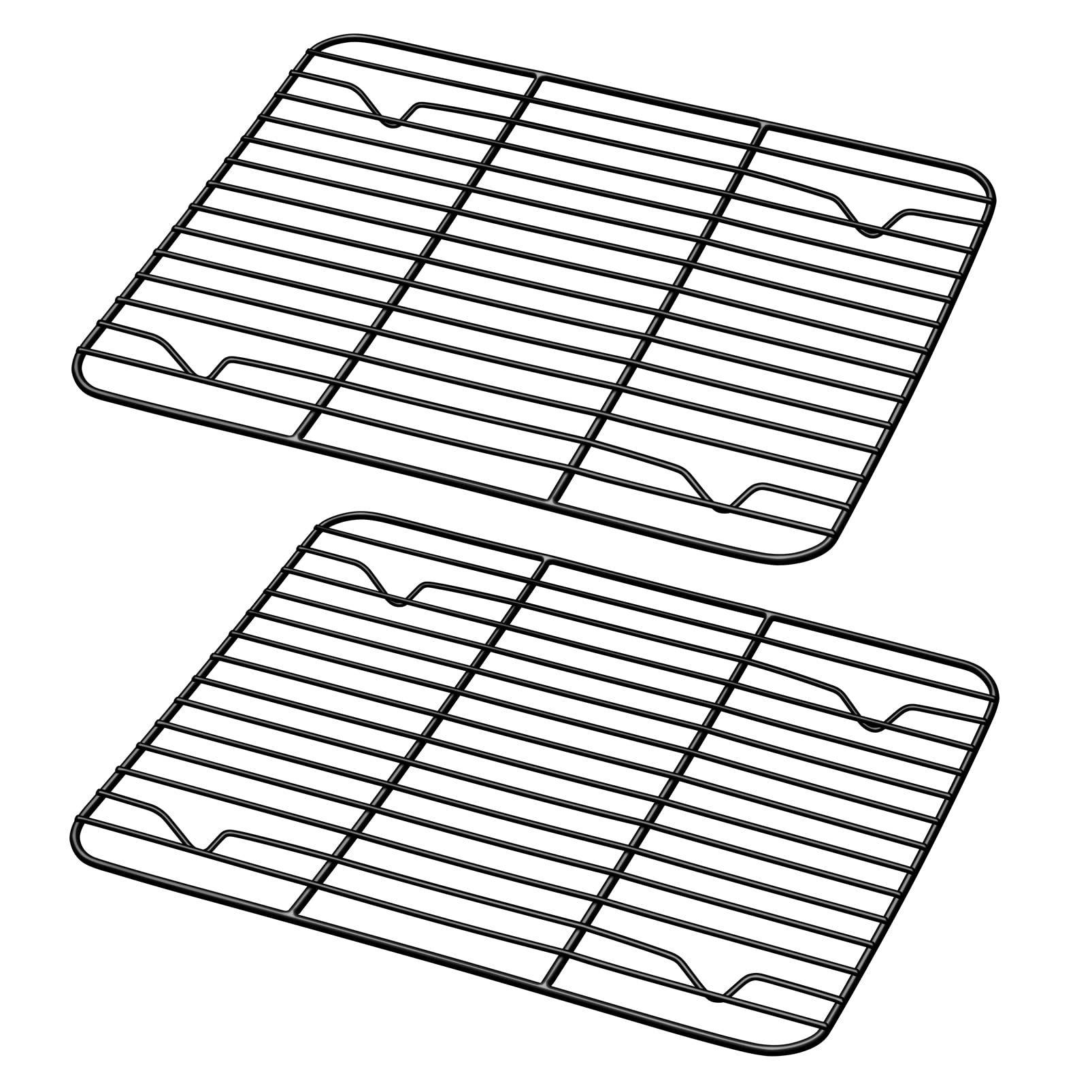 TeamFar Baking Rack (Set of 2), 9.75’’ x 7.5’’ Coated Stainless Steel Small Cooling Rack Roasting Racks for Cooking Grilling Drying, with Black Non-stick Coating for Oven, Healthy & Easy Clean