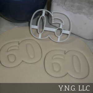 NUMBER 60 SIXTY ANNIVERSARY BIRTHDAY EVENT COOKIE CUTTER MADE IN USA PR108-60