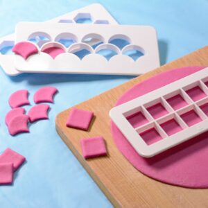 Runhiskii 9 Pieces Cake Mold Cookie Fondant Cutters, Geometric Biscuit Cutters for Birthday Cake Cupcake Decorating, Square & Hexagon Cookie Cutters, Mermaid Cake Fish Scale Fondant Cutters