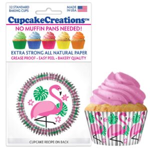 cupcake creations 32 count cupcake baking papers, pink flamingo