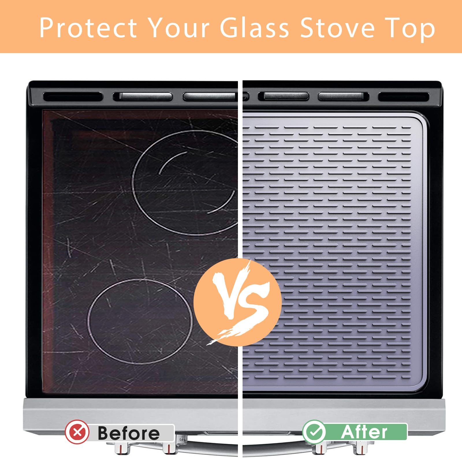 Silicone Stove Top Cover for Electric Stove, 28"x20" Extra Large Silicone Dish Drying Mat，Glass Stove Top Protector for Ceramics，Multipurpose Mat