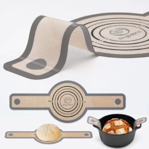 silicone bread sling dutch oven - best japan silicone. non-stick & easy clean reusable silicone bread baking mat. with extra long handles bread baking sheet liner, 1 grey pcs for transferable dough