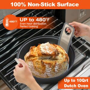 Silicone Bread Sling Dutch Oven - Best Japan Silicone. Non-Stick & Easy Clean Reusable Silicone Bread Baking Mat. With Extra Long Handles Bread Baking Sheet Liner, 1 Grey pcs for Transferable Dough