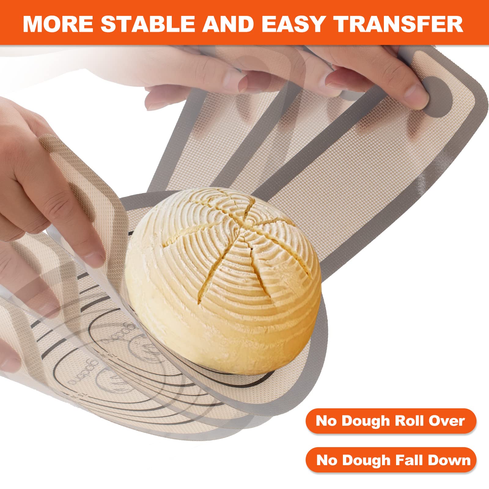 Silicone Bread Sling Dutch Oven - Best Japan Silicone. Non-Stick & Easy Clean Reusable Silicone Bread Baking Mat. With Extra Long Handles Bread Baking Sheet Liner, 1 Grey pcs for Transferable Dough