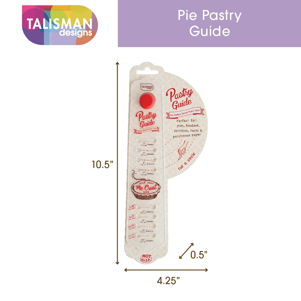 Talisman Designs Pie Pastry Guide | Perfectly Round Pie Crust Every Time | Cut Circles from 4 to 14 inches in Diameter | Pie Cutting Guide | Pie Dough, Puff Pastry, Fondant & More