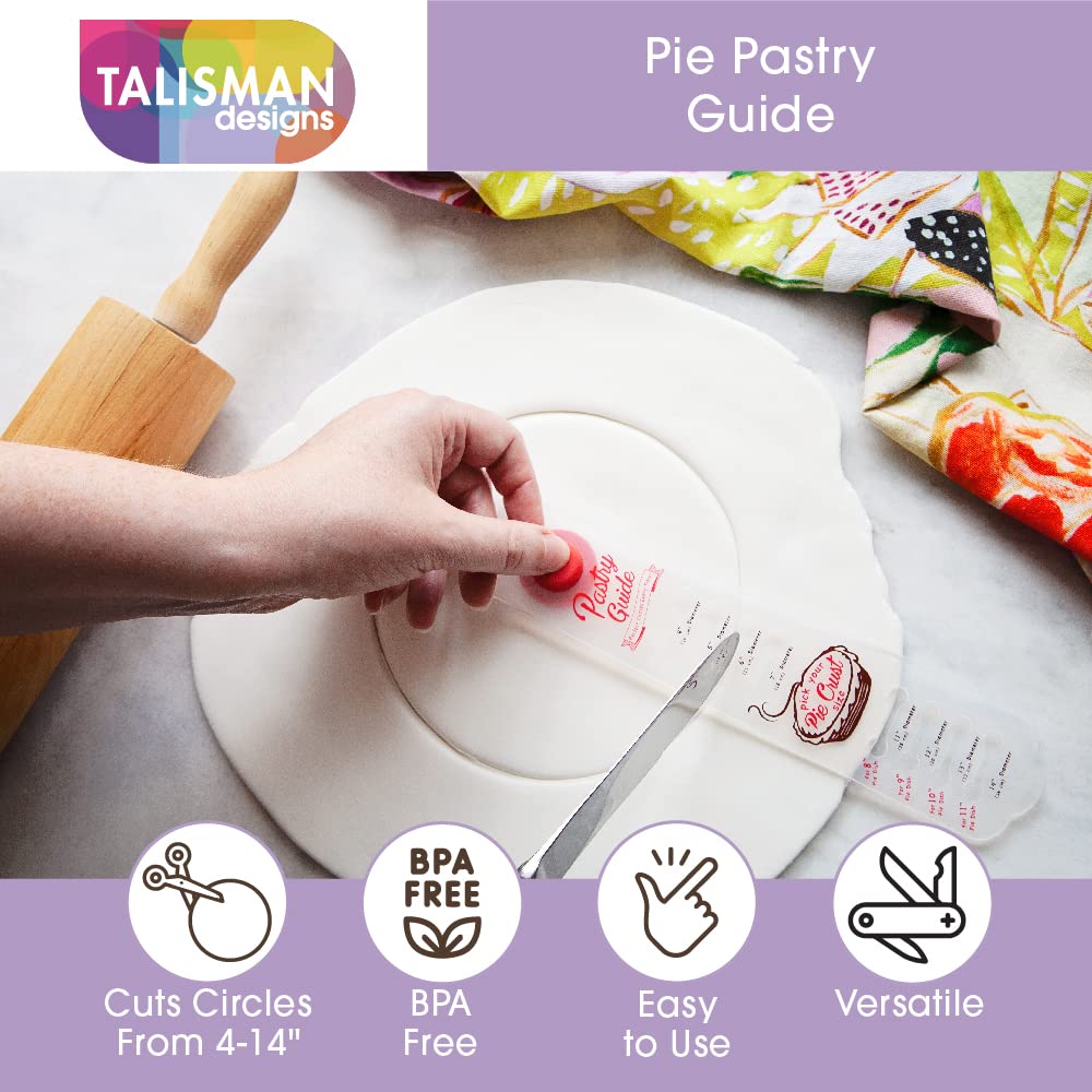 Talisman Designs Pie Pastry Guide | Perfectly Round Pie Crust Every Time | Cut Circles from 4 to 14 inches in Diameter | Pie Cutting Guide | Pie Dough, Puff Pastry, Fondant & More