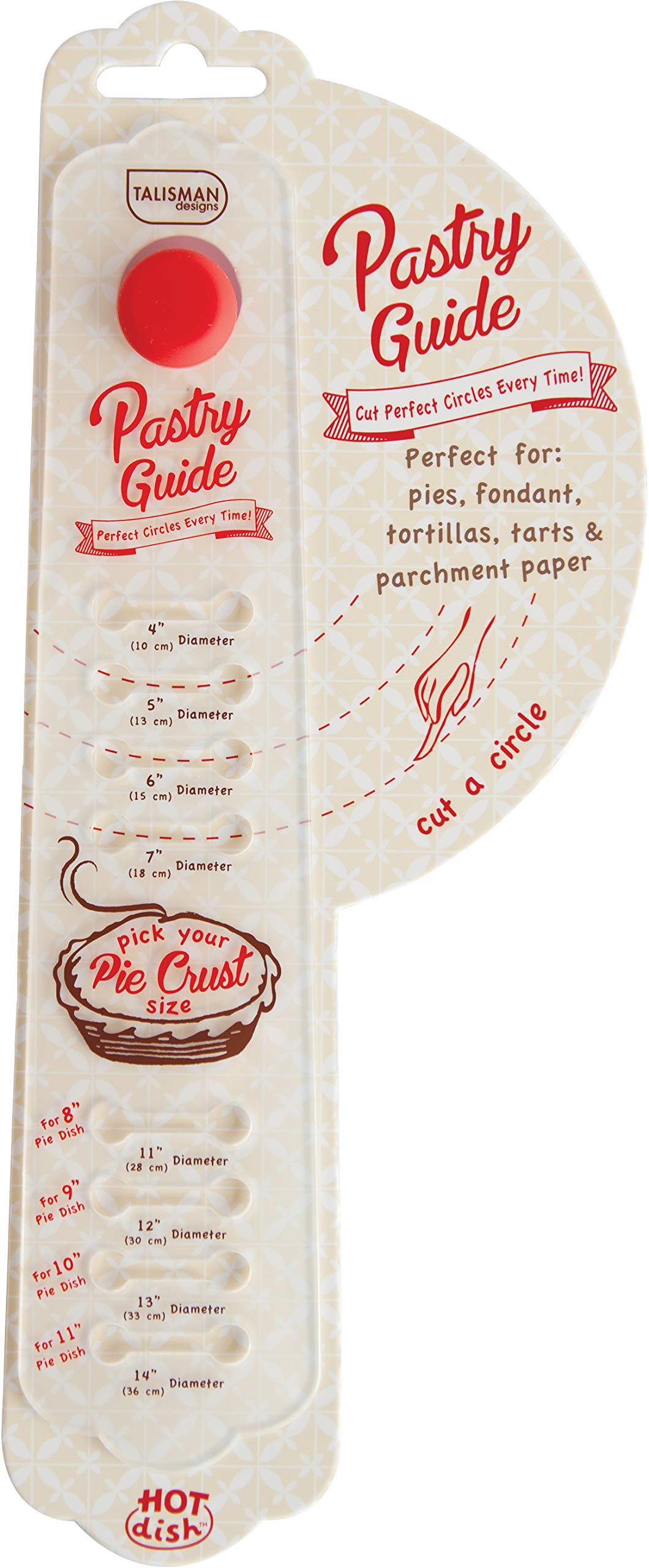 Talisman Designs Pie Pastry Guide | Perfectly Round Pie Crust Every Time | Cut Circles from 4 to 14 inches in Diameter | Pie Cutting Guide | Pie Dough, Puff Pastry, Fondant & More