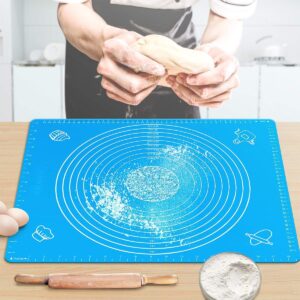 pastry mat for rolling dough large silicone pastry kneading mat board with measurements food grade non-stick non-slip rolling board for dough (20x16 inch)